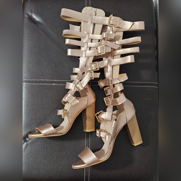 Shoes | Gladiator Heels In Rose Gold | Poshmark
